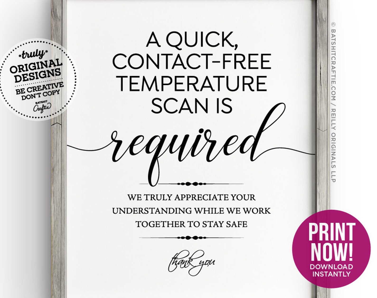 Contact-free Temperature Scan Required PRINTABLE SIGN Office - Etsy