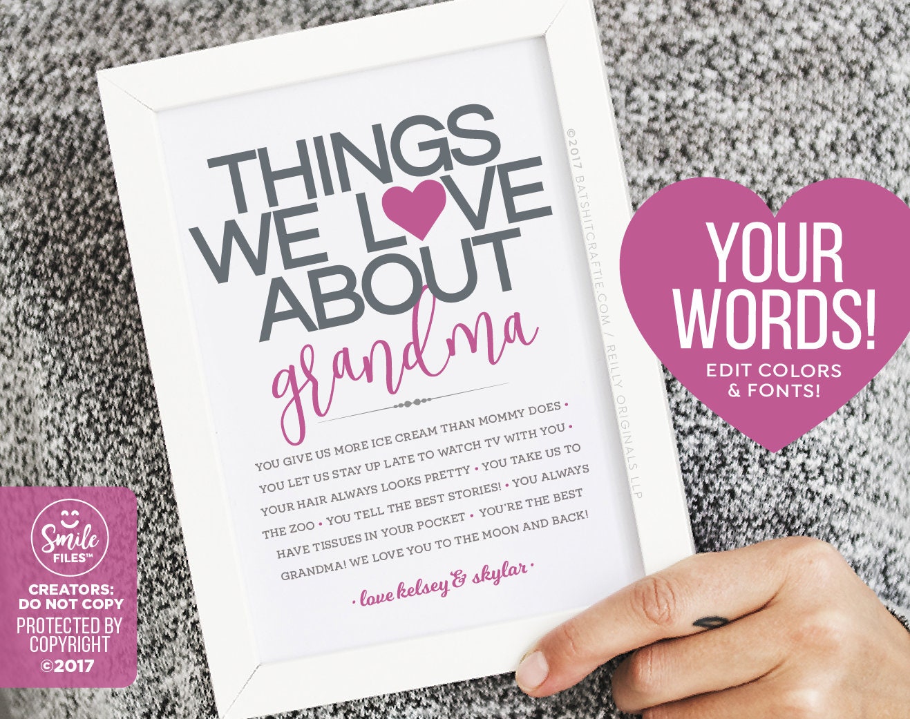 Things We Love About Grandma Personalized Heartfelt Gift | Etsy