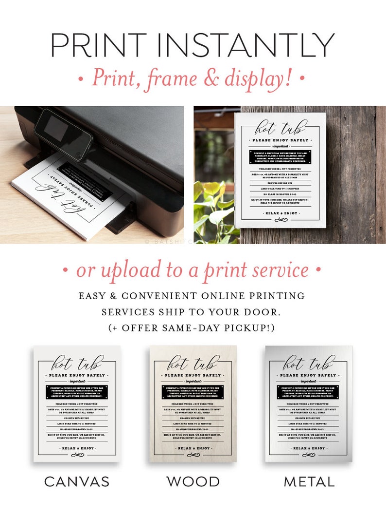 Editable Template ~ Hot Tub Rules ~ Elegant Printable Sign for Airbnb ...