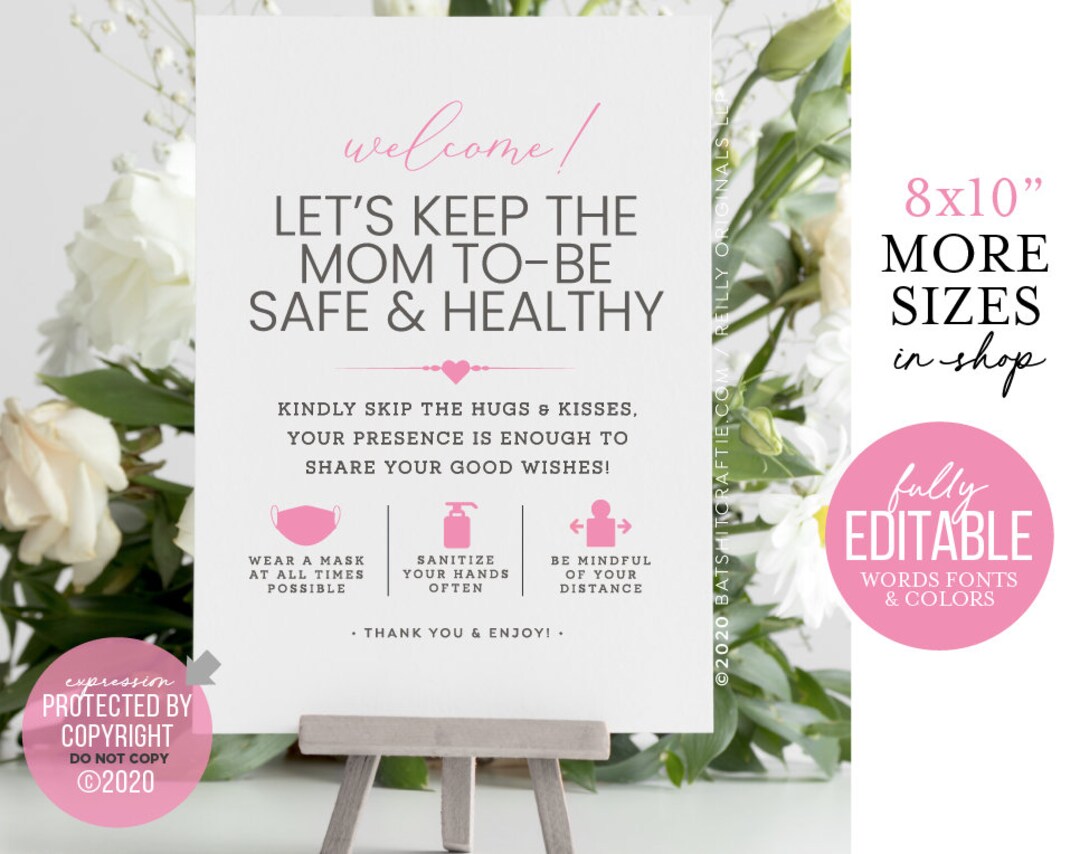 Editable Printable Template ~ Protect Mom-to-be ~ 8x10" (more Sizes in ...