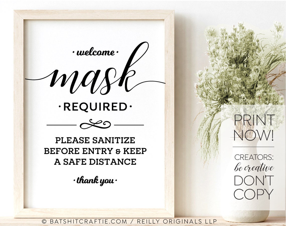 Welcome Masks Required Please Sanitize & Keep Safe Distance | Etsy