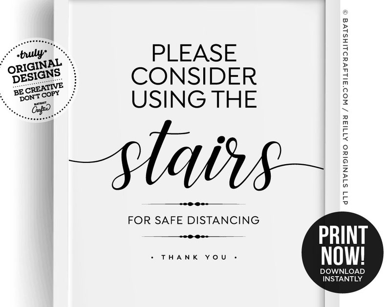 Take Stairs Elevator PRINTABLE SIGN ~ Fill in ~ Modern Simple Poster ...
