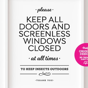 Keep Doors & Screenless Windows Closed to Keep Insects Outside ...