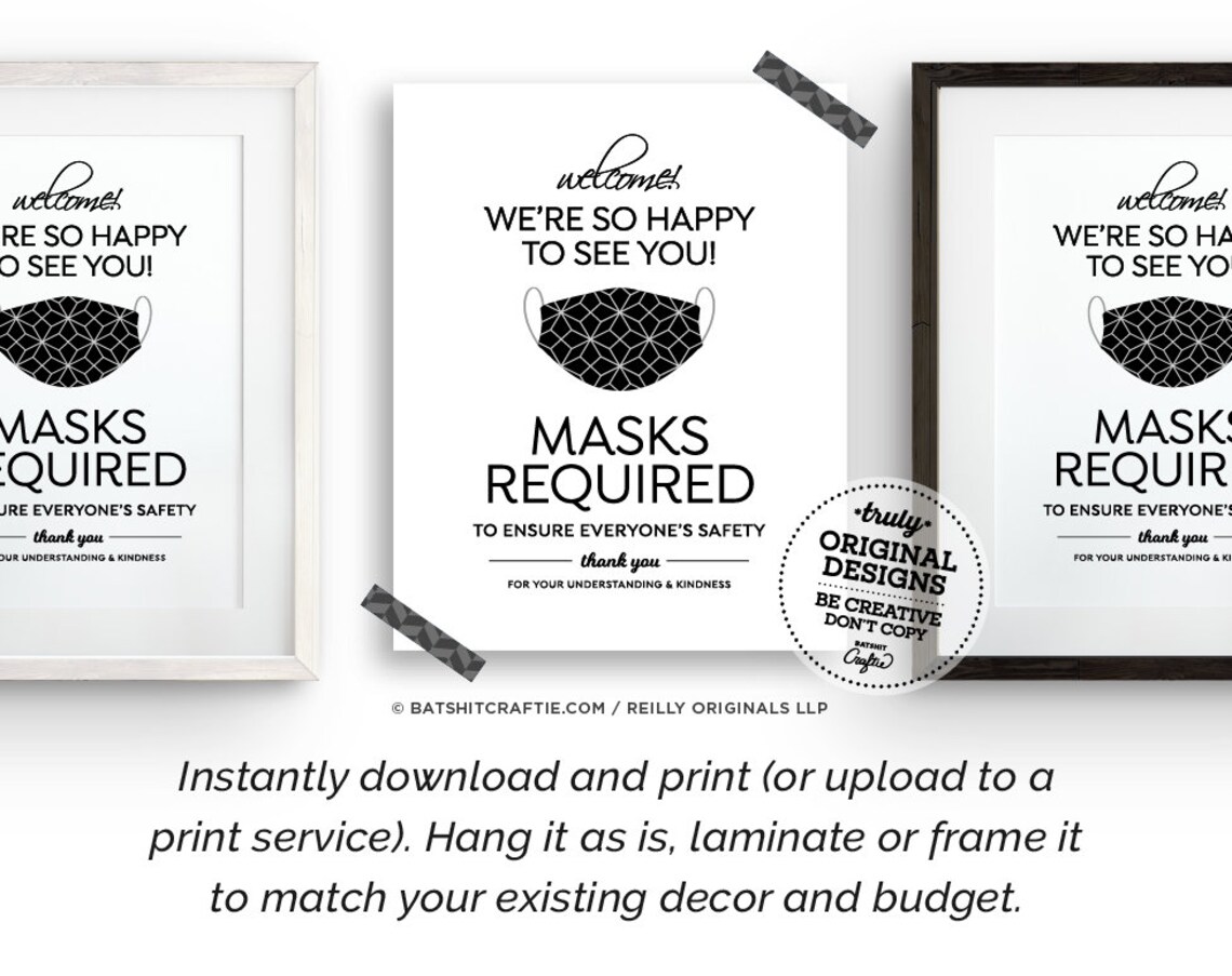 Mask Required PRINTABLE Sign Cute Elegant Prevention - Etsy