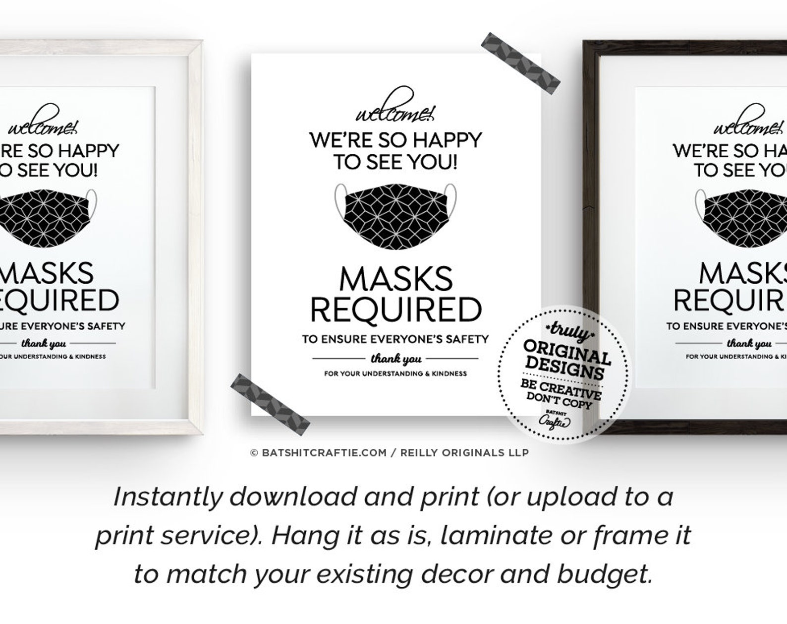 Mask Required PRINTABLE Sign Cute Elegant Prevention - Etsy
