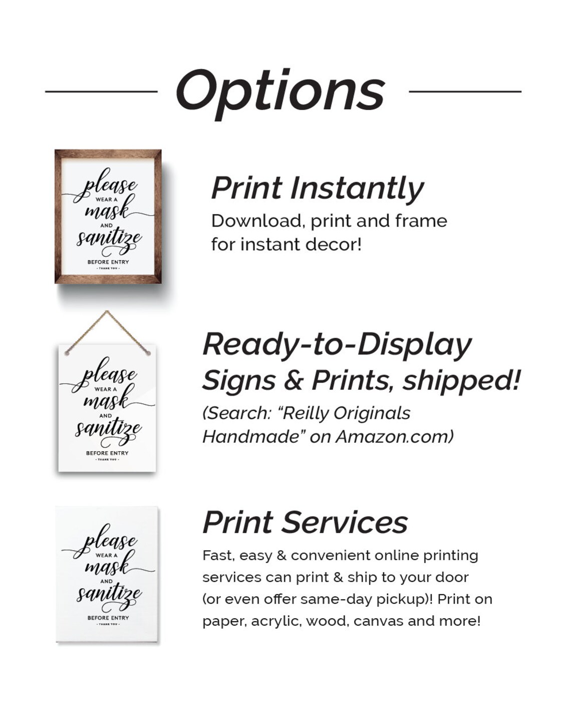 Elegant Please Wear a Mask Sanitize Before Entry Sign - Etsy