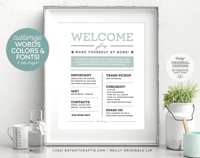 Fully Editable 8x10 Printable Template Welcome Sign | Etsy