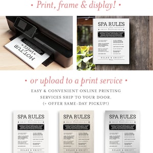 Editable Template ~ Spa Rules ~ Printable Sign for Airbnb, Rental ...