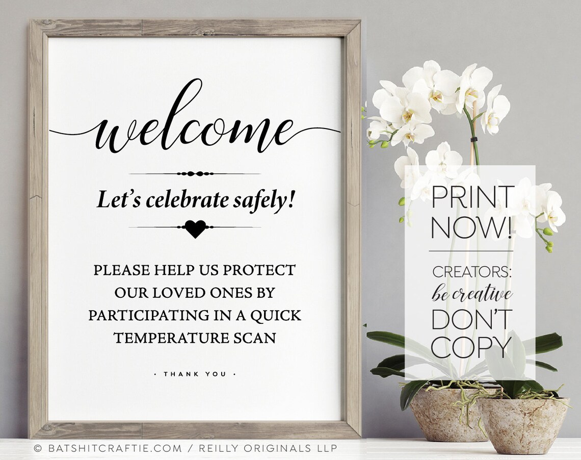 Temperature Scan Required PRINTABLE SIGN Wedding Birthday | Etsy
