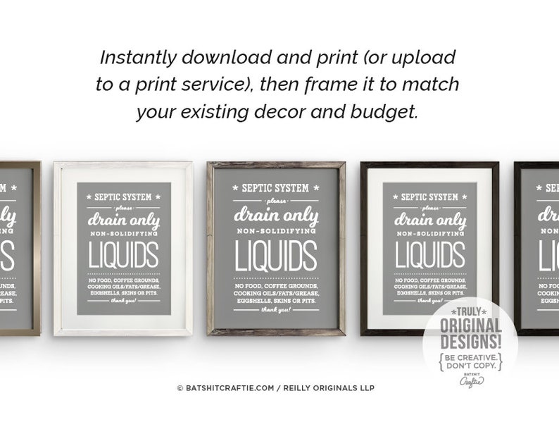 Septic System PRINTABLE Kitchen Sign Liquids Only No Food - Etsy