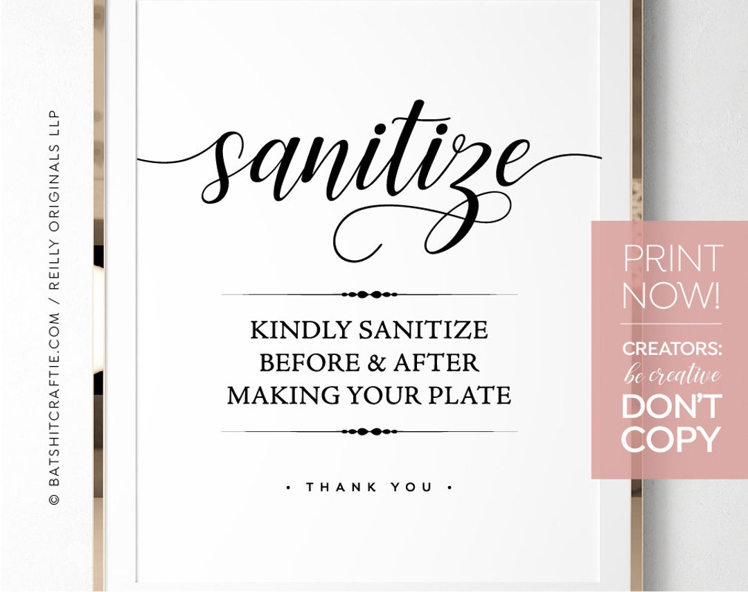 Please Sanitize Before & After Making Dinner Plate Elegant PRINTABLE ...