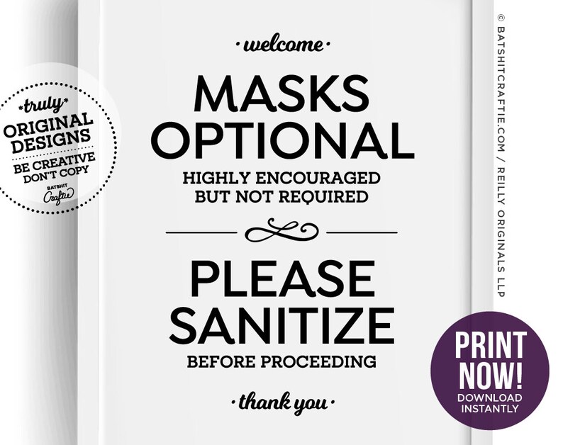 Masks Optional but Encouraged PRINTABLE SIGN Please Use - Etsy