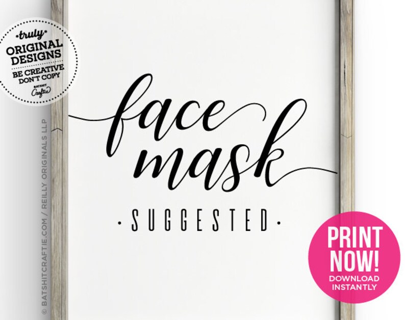 Face Mask Suggested PRINTABLE SIGN Office Restaurant Bath - Etsy