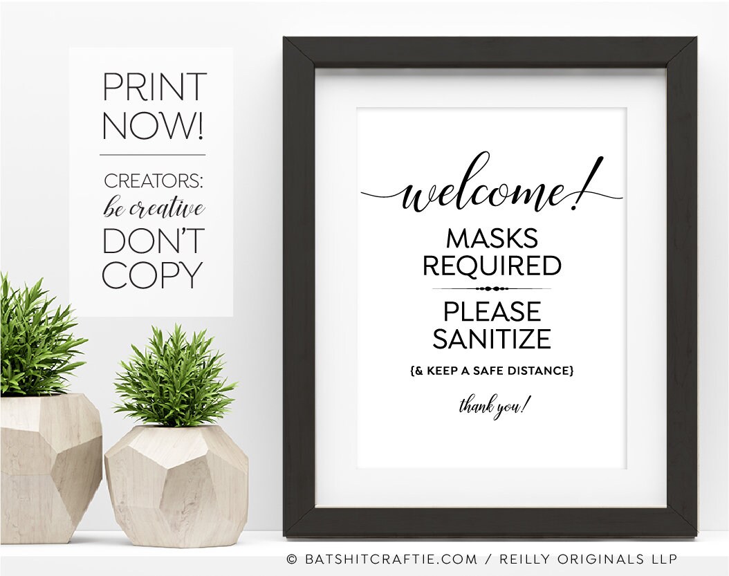 Welcome Masks Required Please Sanitize & Keep Safe Distance - Etsy