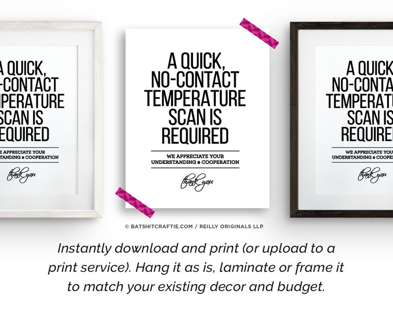 Quick No-contact Temperature Scan Required PRINTABLE SIGN - Etsy