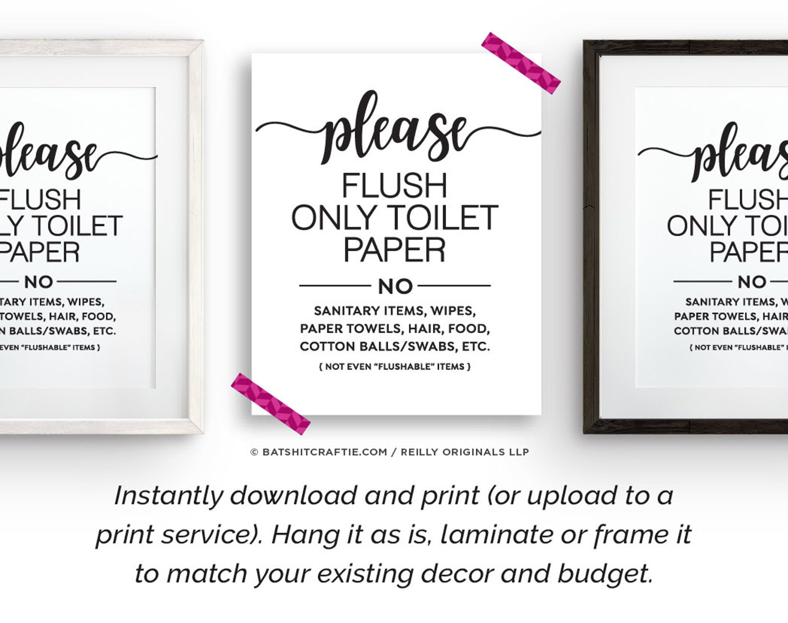 Cute Flush Only Toilet Paper PRINTABLE Bathroom Sign for | Etsy