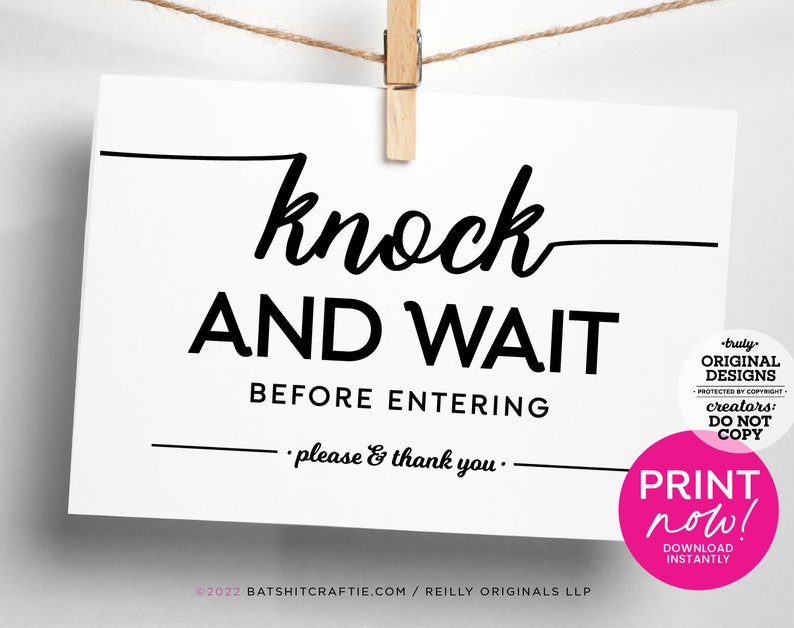 Knock and Wait Before Entering Printable Sign Wall Art Decor - Etsy UK