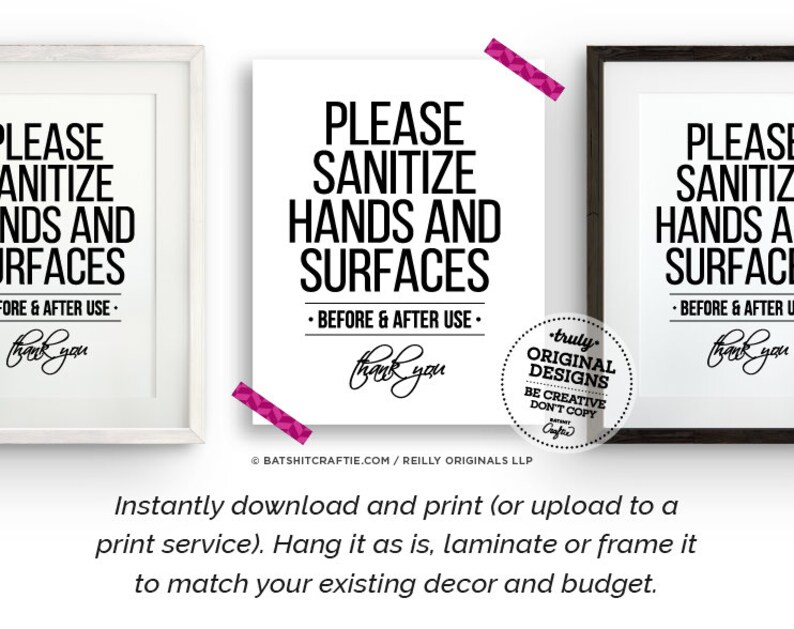 Sanitize Hands Surfaces Before After Use PRINTABLE SIGN - Etsy
