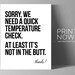 Funny Temperature Check Scan Required PRINTABLE SIGN at - Etsy