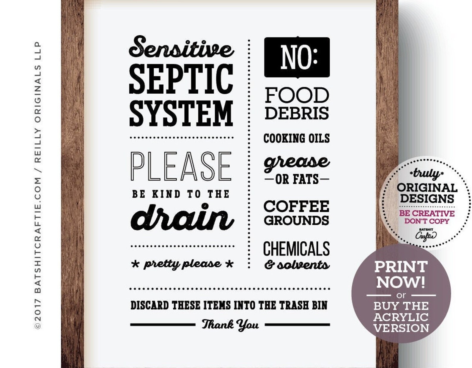 Sensitive Septic System Sign Be Kind to the Drain Ready to | Etsy Canada