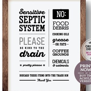 Sensitive Septic System Sign Be Kind to the Drain Ready to | Etsy Canada