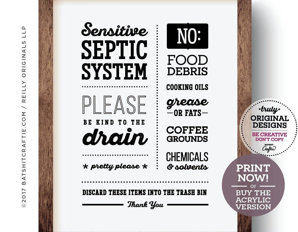 Sensitive Septic System Sign Be Kind to the Drain Ready to | Etsy Canada