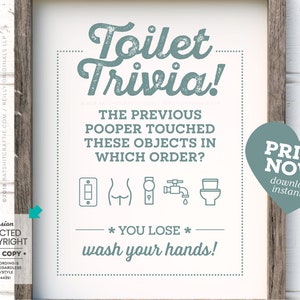 Printable Funny Bathroom Sign ~ Toilet Trivia {protected by Copyright ...