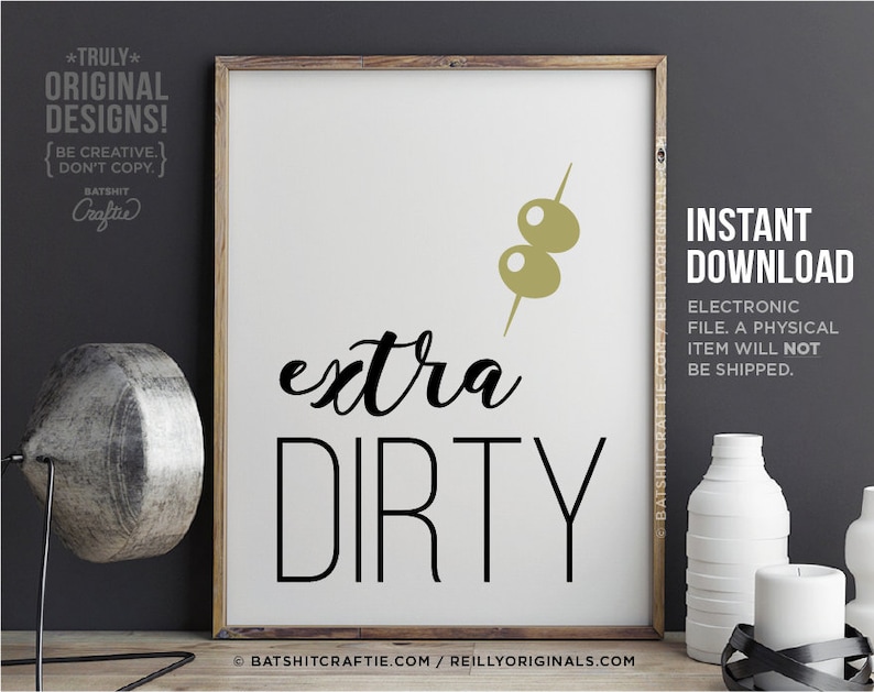 Dirty Martini PRINTABLE Bar Sign Alcohol Happy Bar Art Home - Etsy