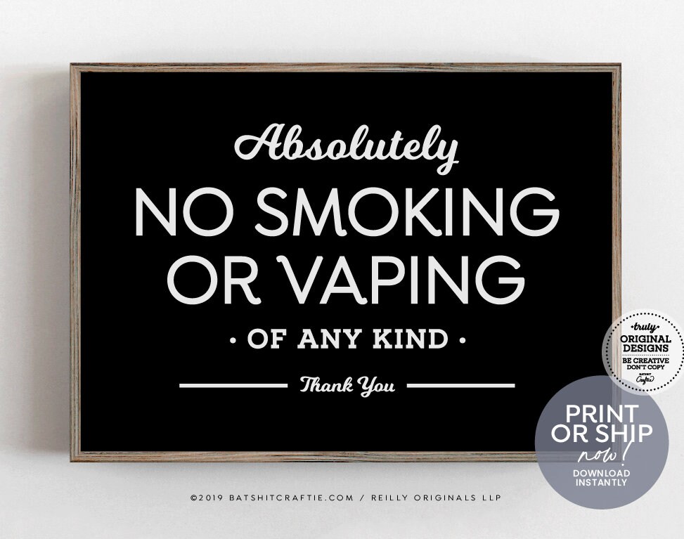 Elegant No Smoking Sign Ready to Ship or Print at Home | Etsy