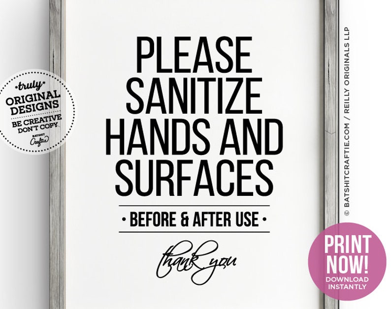 Sanitize Hands Surfaces Before After Use PRINTABLE SIGN - Etsy
