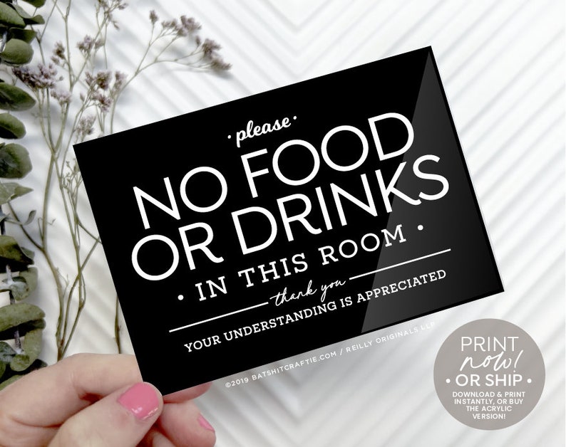 No Food or Drinks in This Room Sign, Download and Print Instantly or ...
