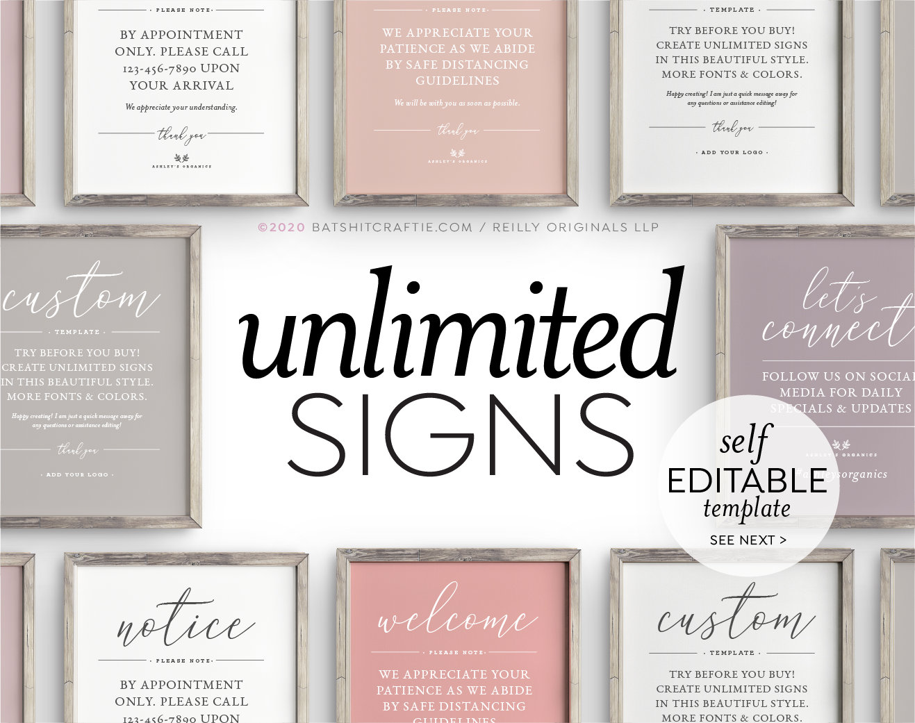 SALE! Create Unlimited Custom Printable Signs! Fully Editable 5x7, 8x10 ...