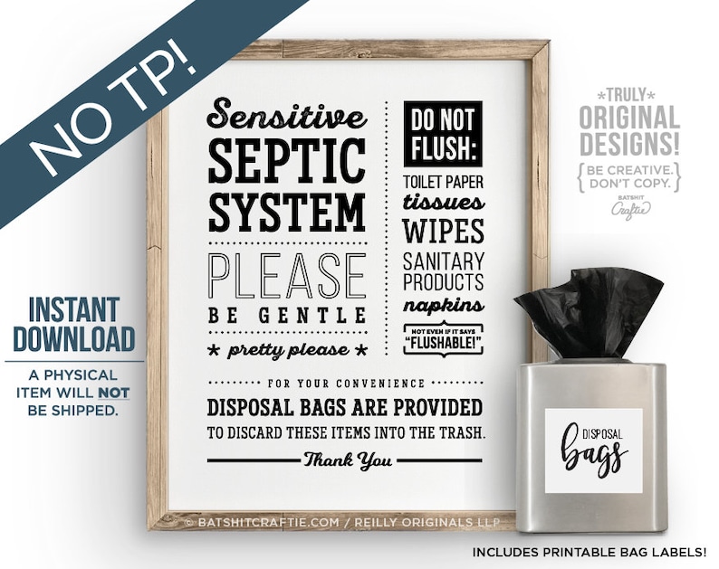 Septic System Sign PRINTABLE Bathroom Sensitive Plumbing Do - Etsy ...