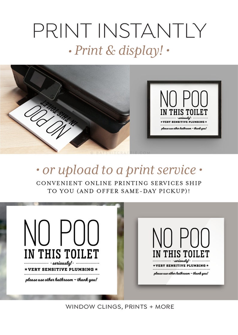 No Poo in This Toilet Printable Bathroom Sign ~ Instantly Download ...
