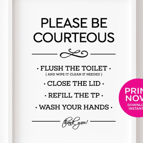 Bathroom Rules Sign - Etsy