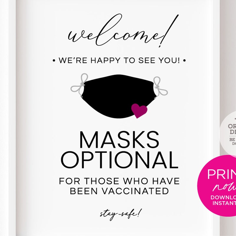 Masks Optional Sign - Etsy