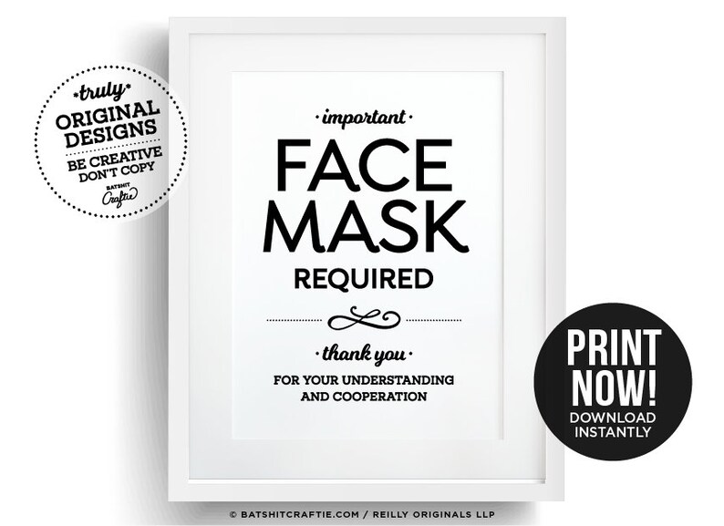 Face Mask Required PRINTABLE SIGN Office Workplace Restaurant - Etsy