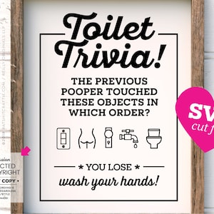 Funny Bathroom Sign SVG Cut File ~ Toilet Trivia {protected by ...