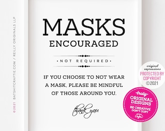 Masks Encouraged Sign - Etsy
