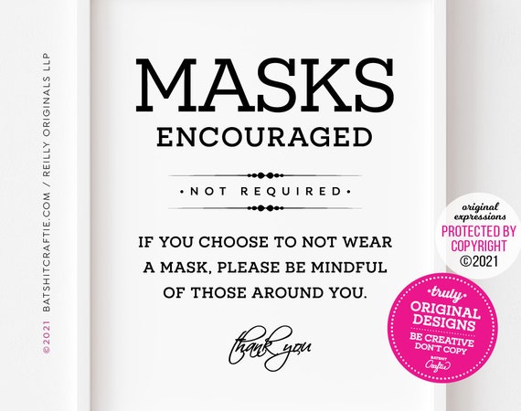 Masks Encouraged Not Required PRINTABLE SIGN Elegant Modern | Etsy