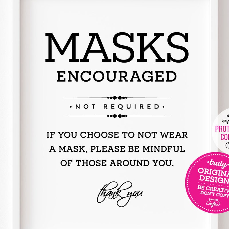 Masks Optional Sign - Etsy
