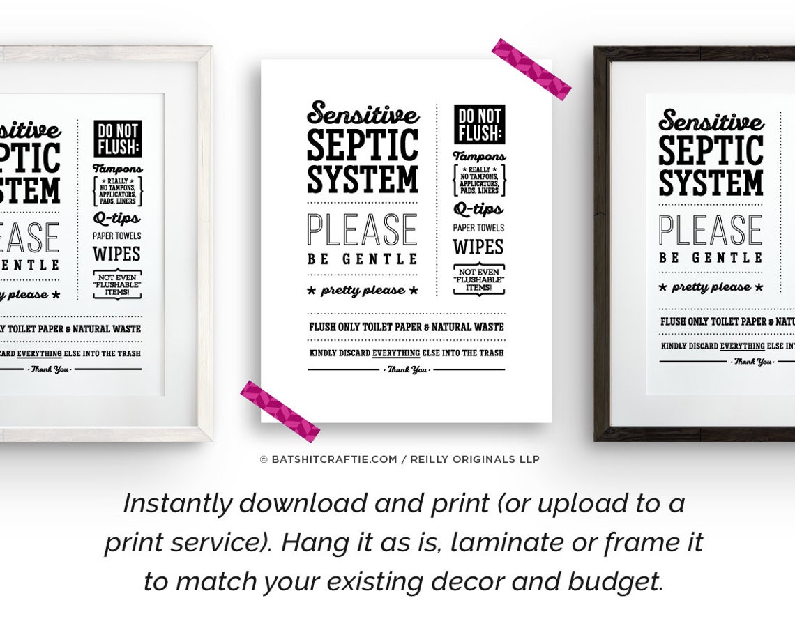 Septic System Sign PRINTABLE Art Cute Bathroom Poster - Etsy