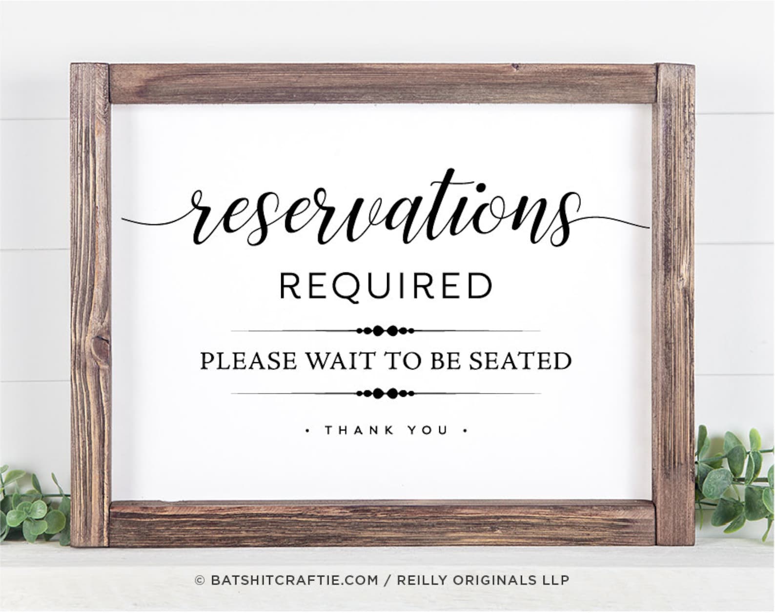 Reservations Required Please Wait to Be Seated PRINTABLE Sign | Etsy