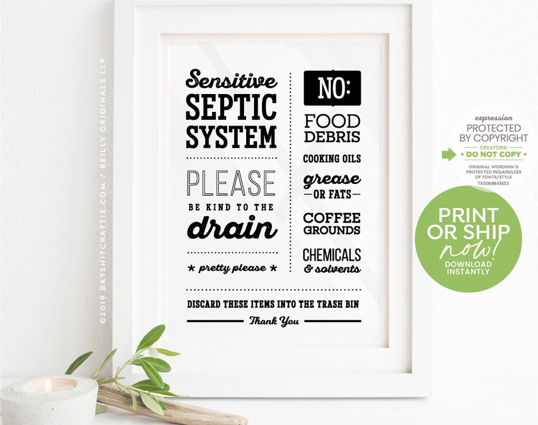 Sensitive Septic System Sign ~ Be Kind to the Drain ~ Ready to Ship or ...