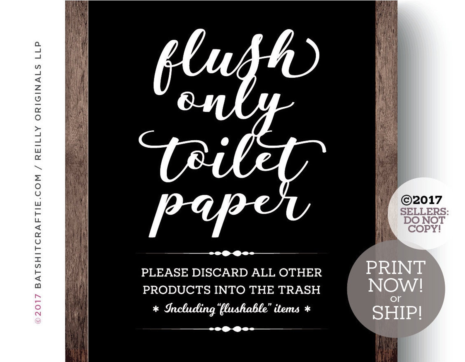 Flush Only Toilet Paper Sign Ready to Print Instantly or | Etsy