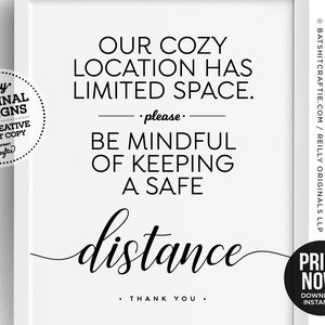 Small Space Social Distancing PRINTABLE SIGN Limited Room - Etsy
