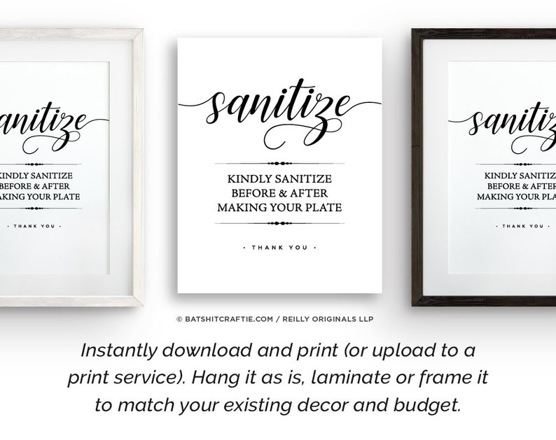 Please Sanitize Before & After Making Dinner Plate Elegant PRINTABLE ...