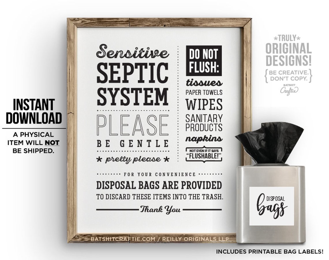 Bathroom Sign PRINTABLE Septic System Sensitive Plumbing Do | Etsy