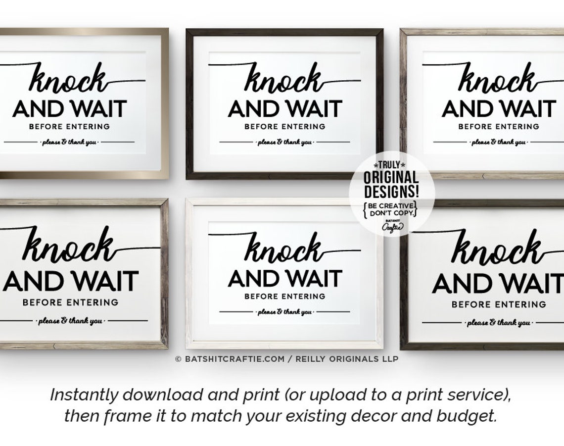 Knock and Wait Before Entering Printable Sign Wall Art Decor | Etsy UK