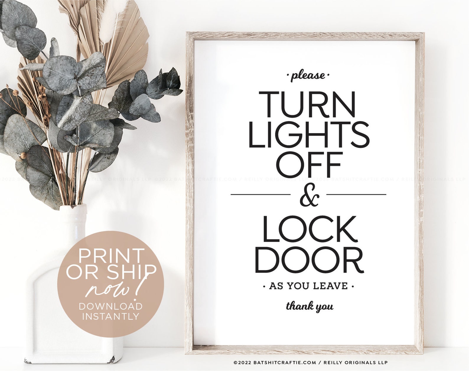 Please Turn Lights off & Lock Door Sign Download and Print - Etsy